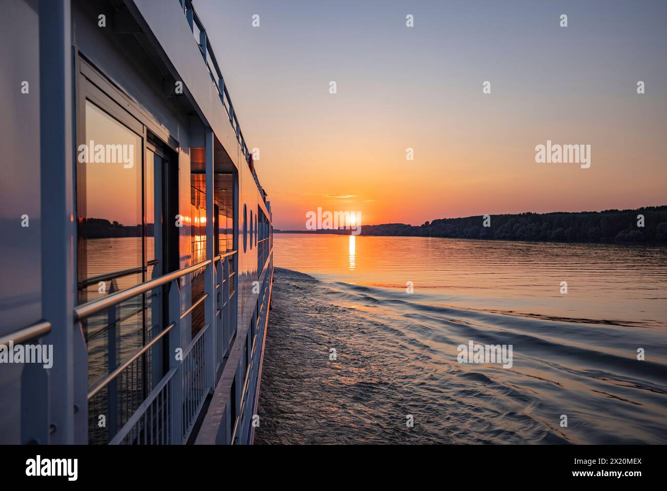 Window reflection on board river cruise ship Maxima (Nicko Cruises) on ...