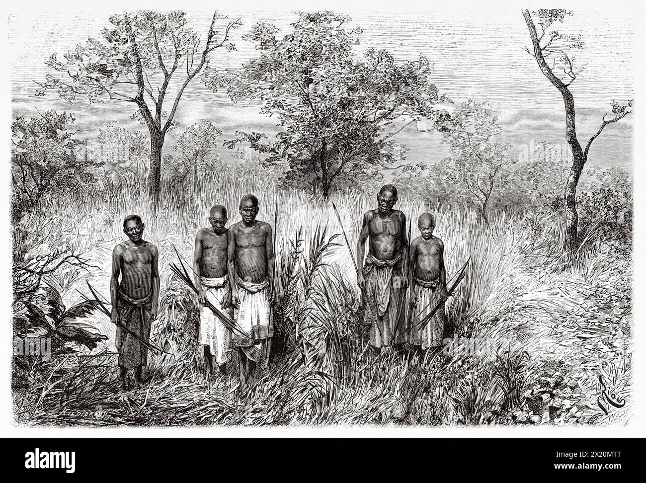 Indigenous natives of Ouzaramo, Bantú, East Africa. Drawing by Edouard ...