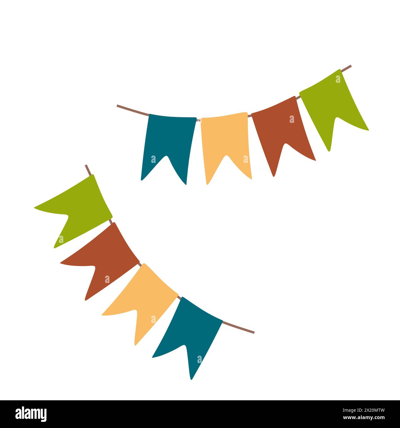 Festive Flag Garland Vector illustration. Retro Bunting in Simple Flat ...