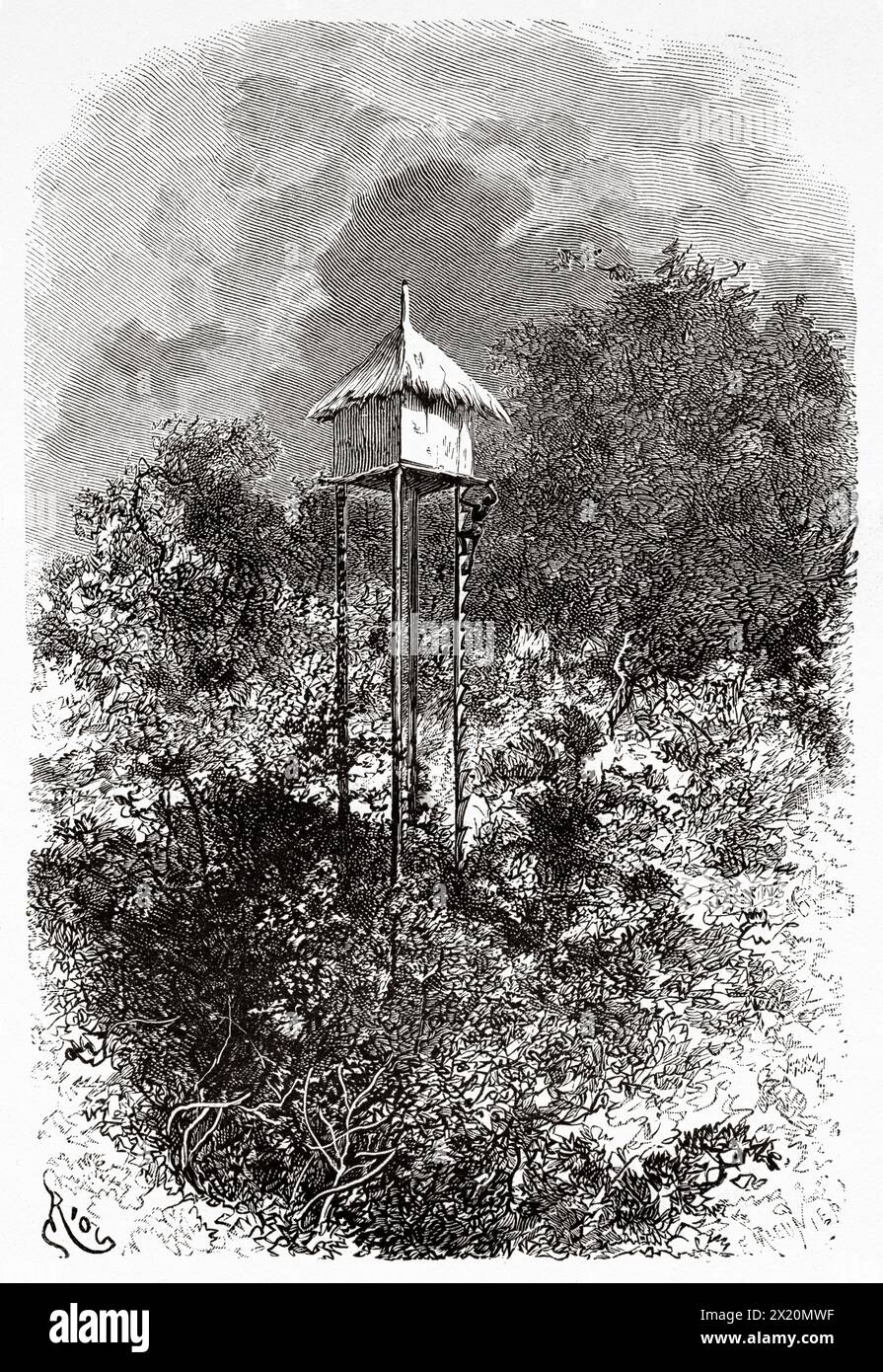 Traditional barn in a bush of the African Usagara people tribe ...