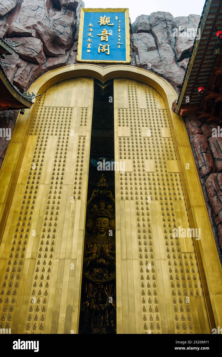 A 34 foot thousand-hand Avalokitesvara statue is seen between the ...