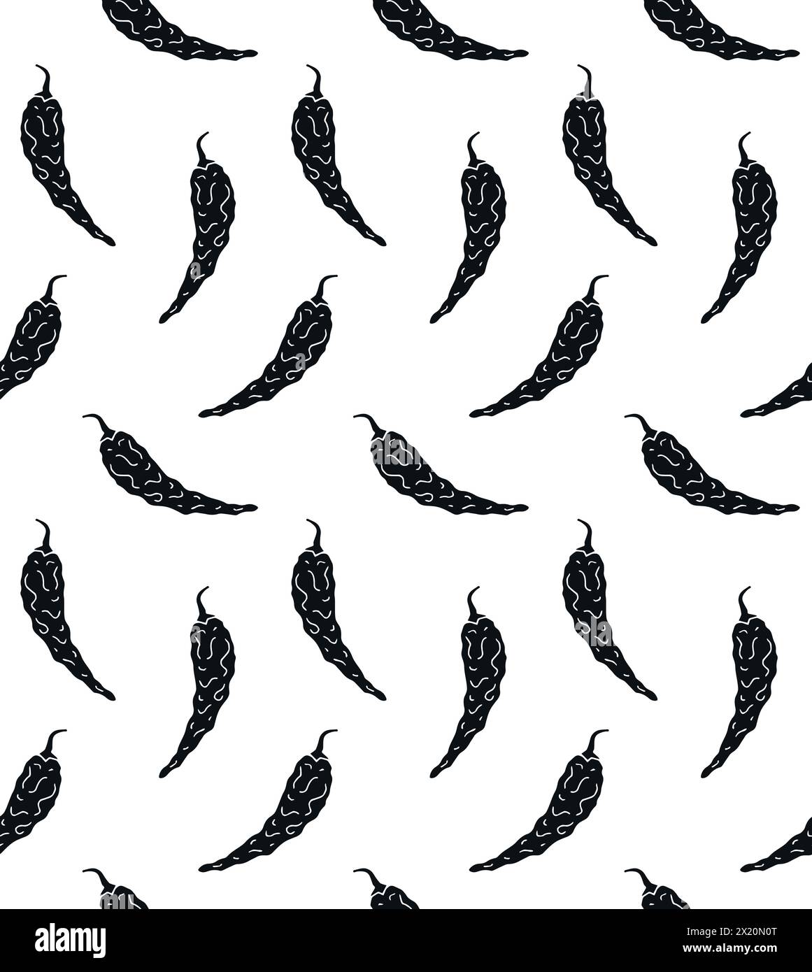 Vector seamless pattern of hand drawn doodle sketch black dried chili ...
