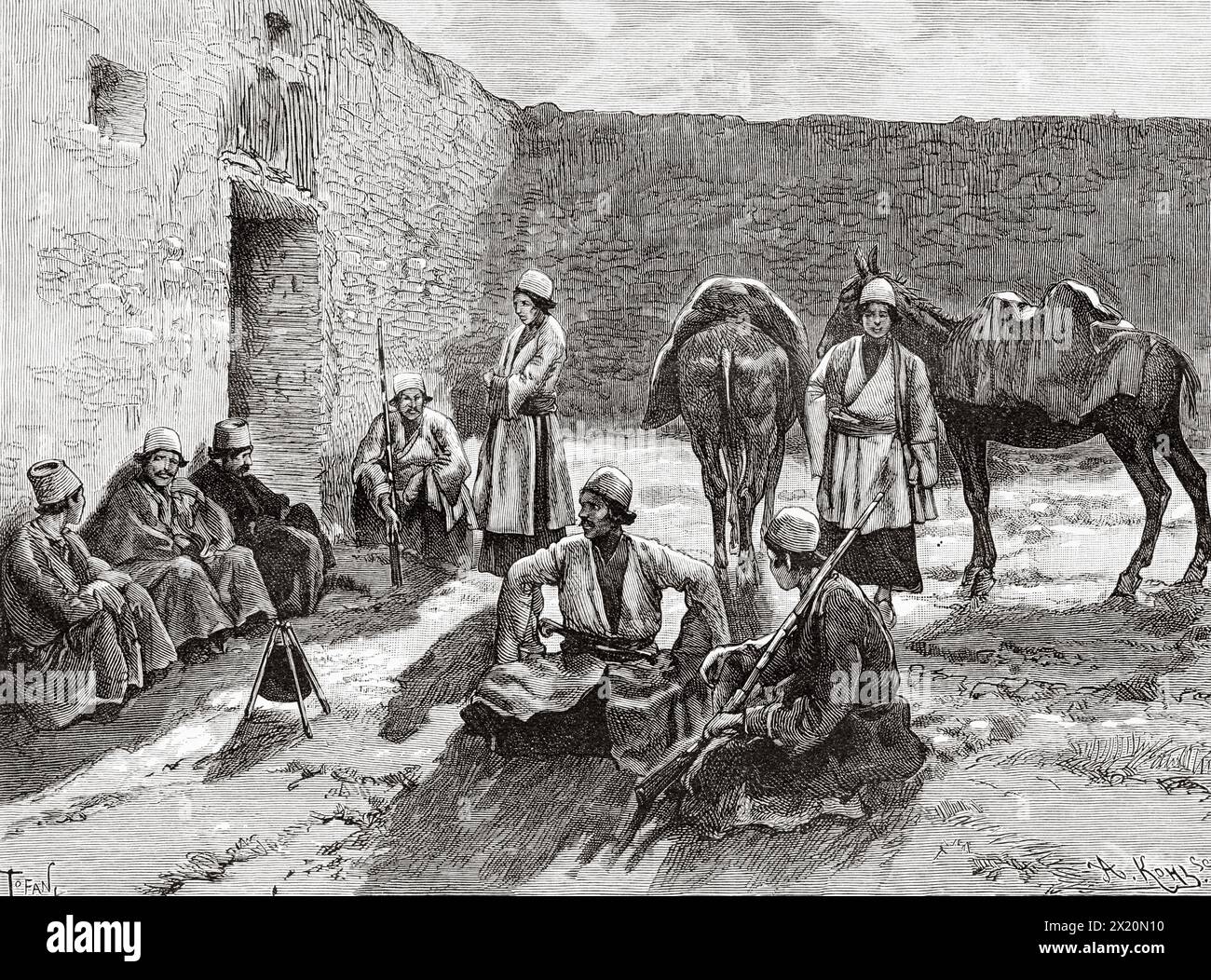 Ancient Caravanserai at Karbala, Iraq. Middle East. Drawing by Oswaldo ...