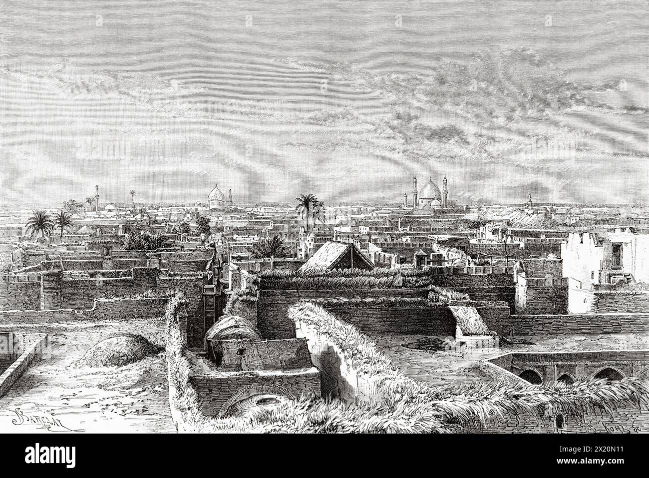 Panoramic overview of the ancient Citadel and city of Karbala, Iraq ...