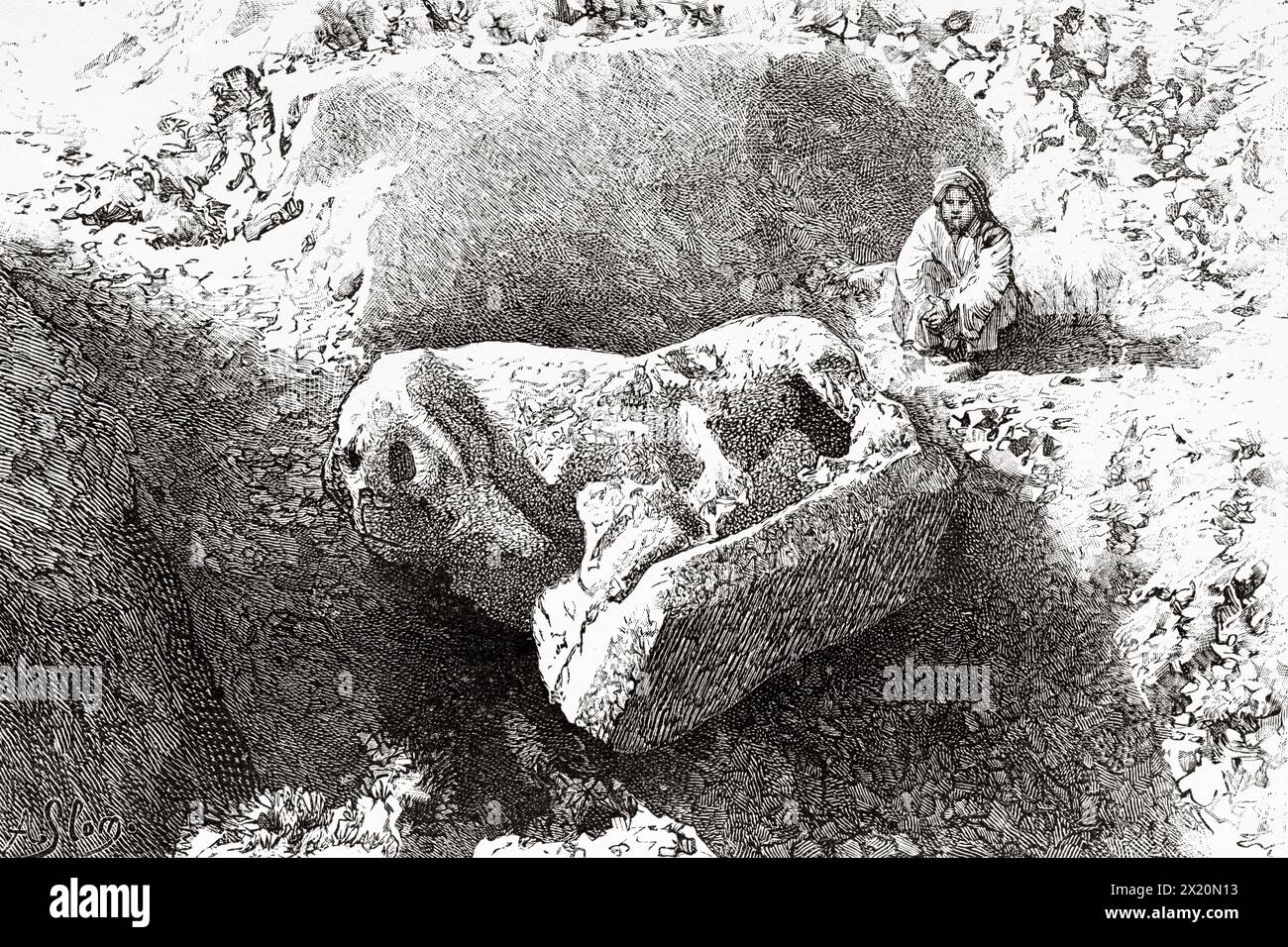 The Lion of Babylon, Iraq. Middle East. Drawing by Slom (1844 - 1909 ...