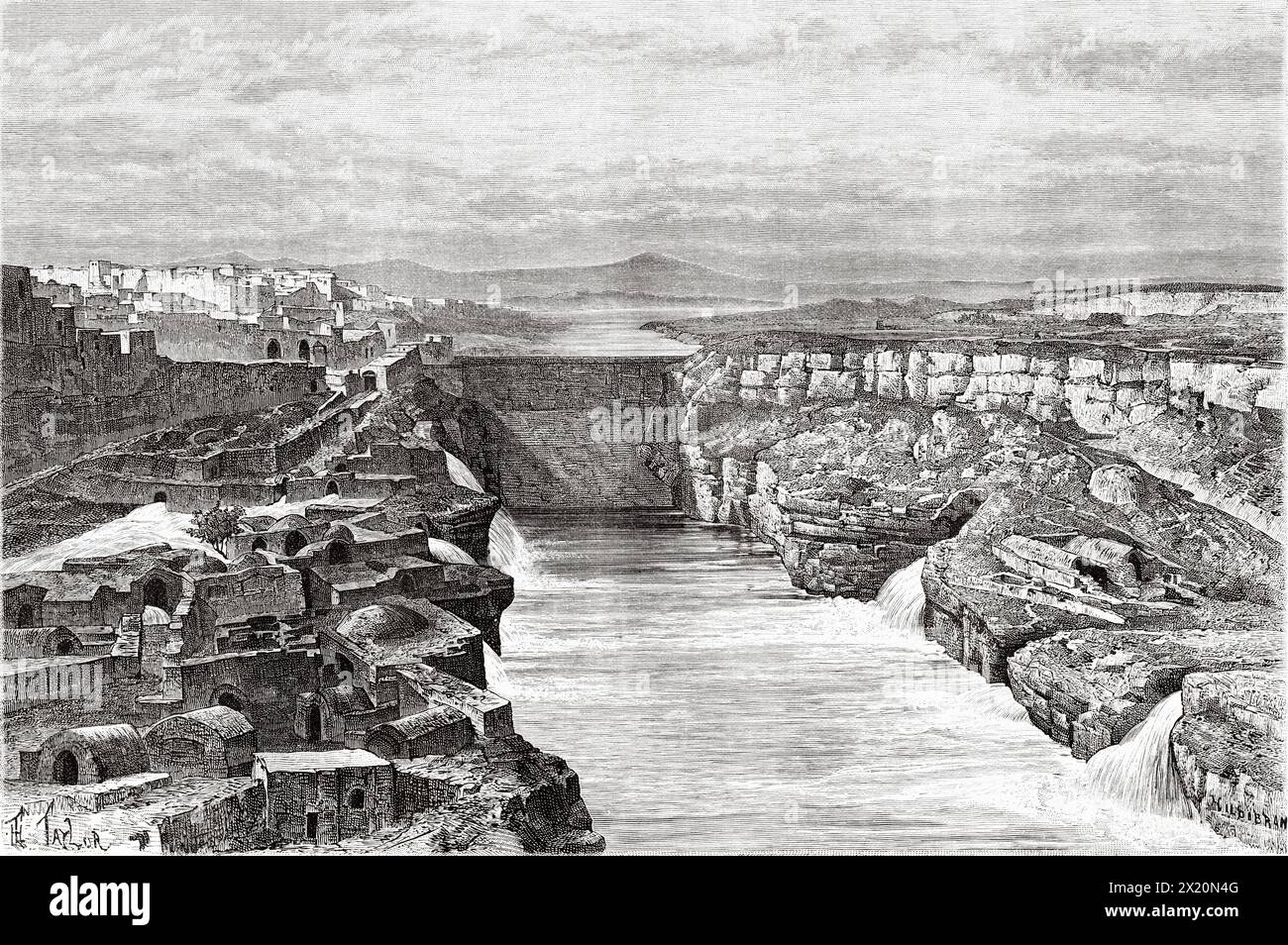 Canals and waterfalls of the Shushtar historical hydraulic system ...