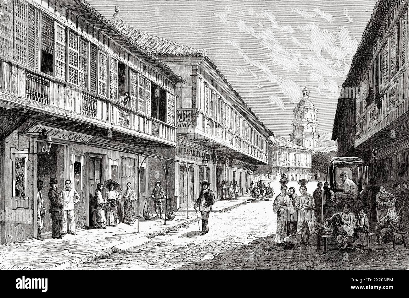 Spanish colonial style houses on Escolta Street in Manila, Philippines ...