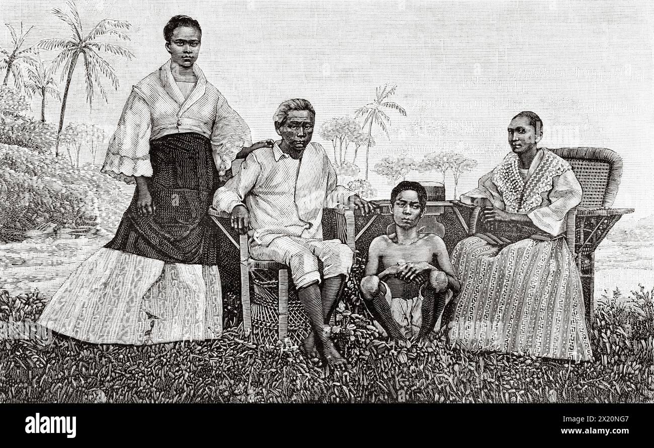 Tagalog family from Manila, Philippines, South Asia. Drawing by ...