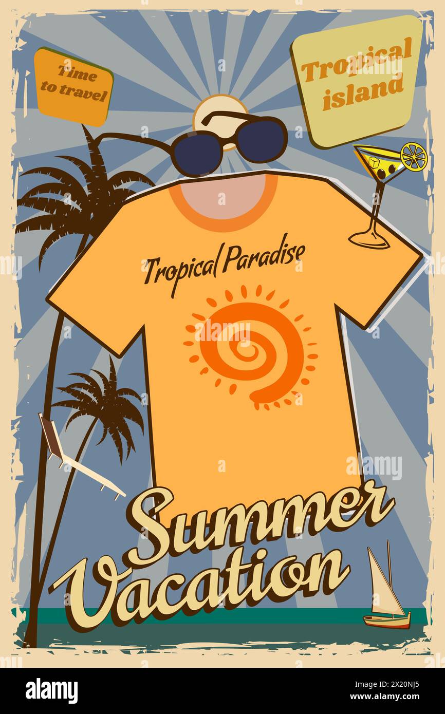 Summer T-shirt and apparel design poster retro Stock Vector Image & Art ...