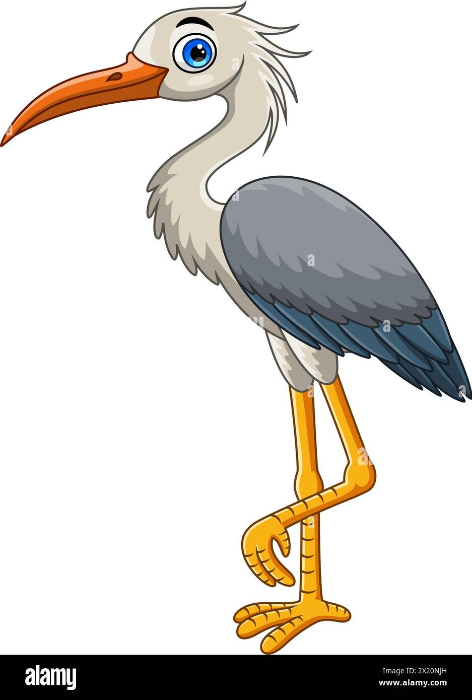 Cartoon cute white stork bird on white background Stock Vector Image ...