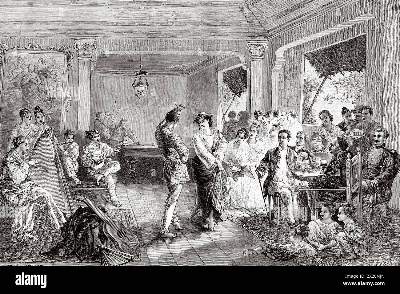 Party a Santa Cruz de Nano, Manila, Philippines, South Asia. Drawing by ...