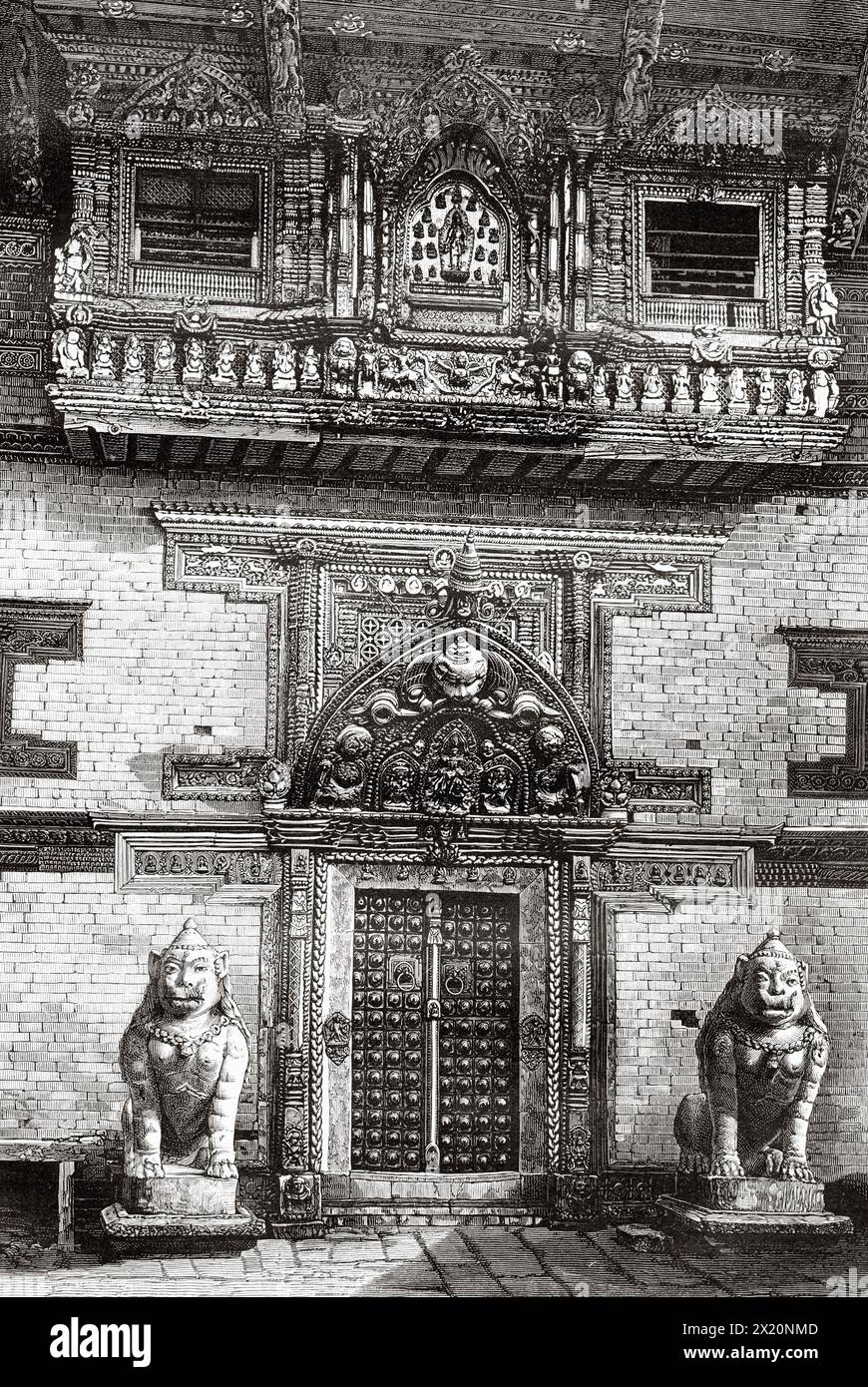 Ancient doorway in the Royal Palace, Durbar Square of Patan, Lalitpur ...