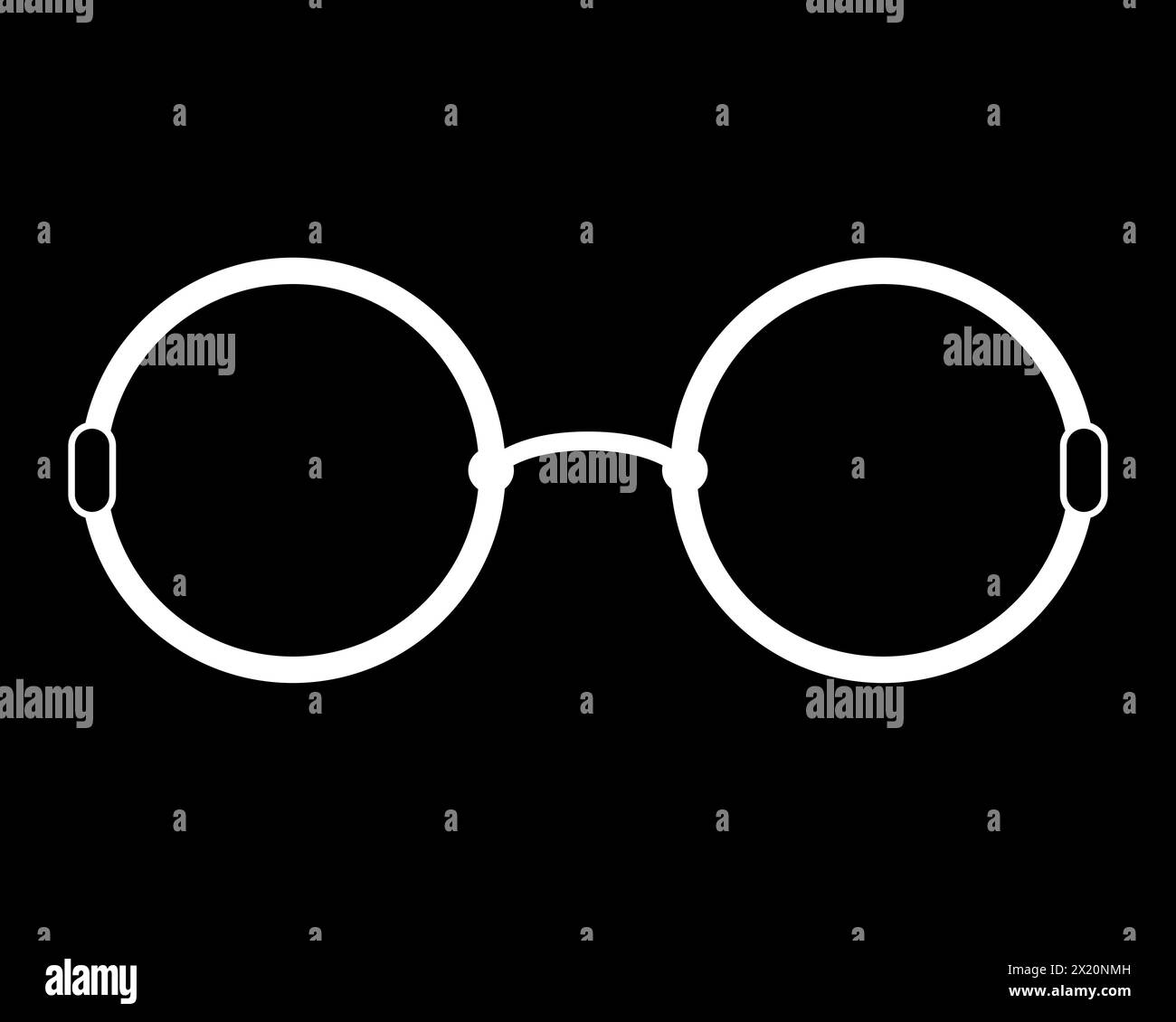 Eyeglasses on black background with round lenses. Glasses with round ...
