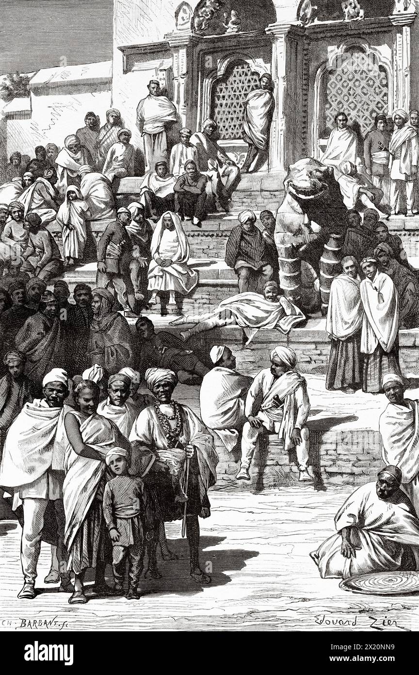 Nepalese types in traditional dress at Durbar Square, ancient city of ...