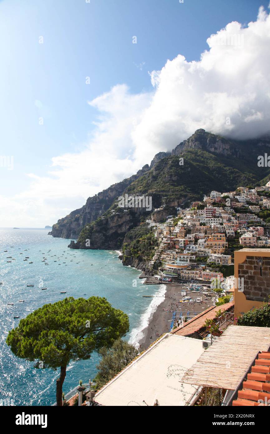 Postcard photo from of Positano the from the famous amalfi coast, Italy ...