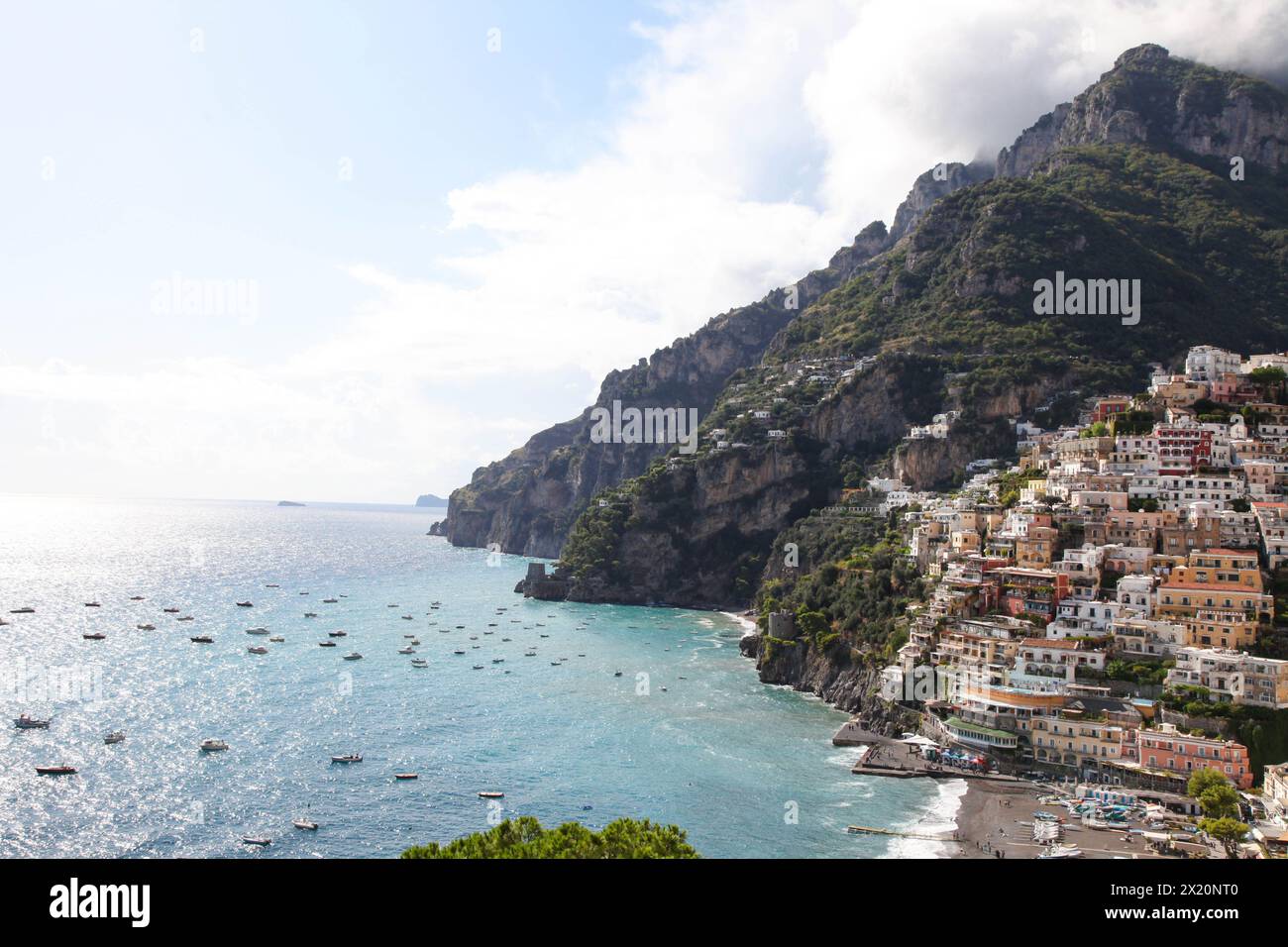 Postcard photo from of Positano the from the famous amalfi coast, Italy ...