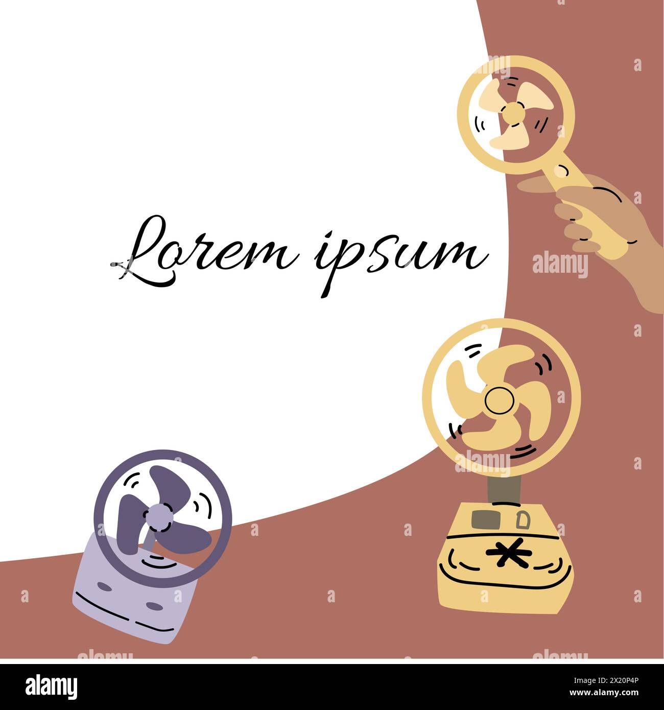 Portable electric fan background - banner or poster with text. Vector ...