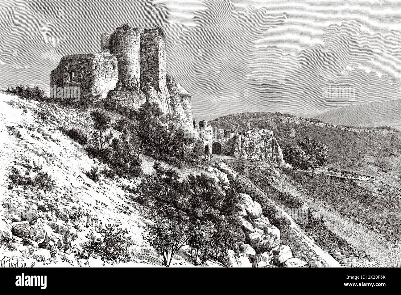 Landskron Castle, Alsace, France. Drawing by Taylor. Through Alsace and ...