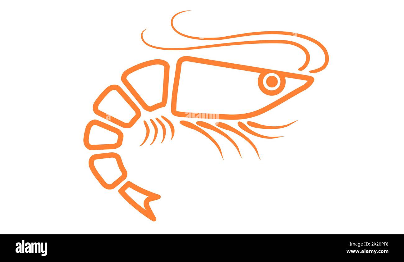 Vector icon of shrimp in line art style. Vector illustration of shrimp ...