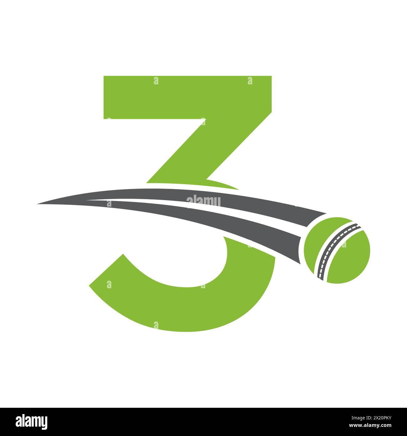 Cricket Logo On Letter 3 Concept With Moving Cricket Ball Symbol ...