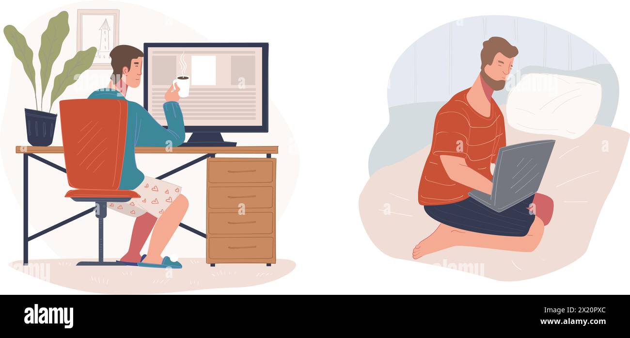 Remote Work Lifestyle Concept Art Stock Vector Image & Art - Alamy