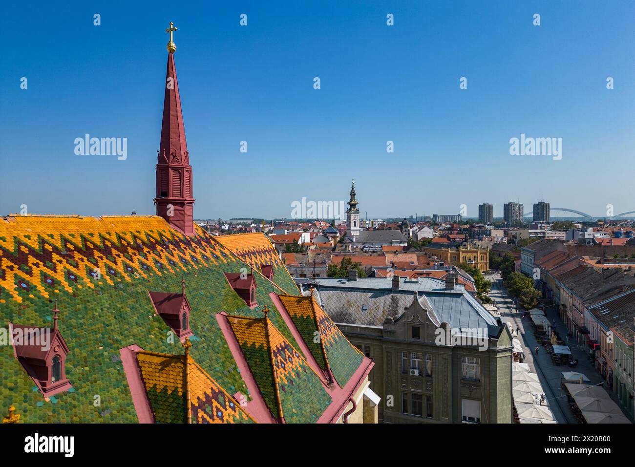 Aerial view of roof of St. Mary's Church in Old Town Stari Grad, Novi ...