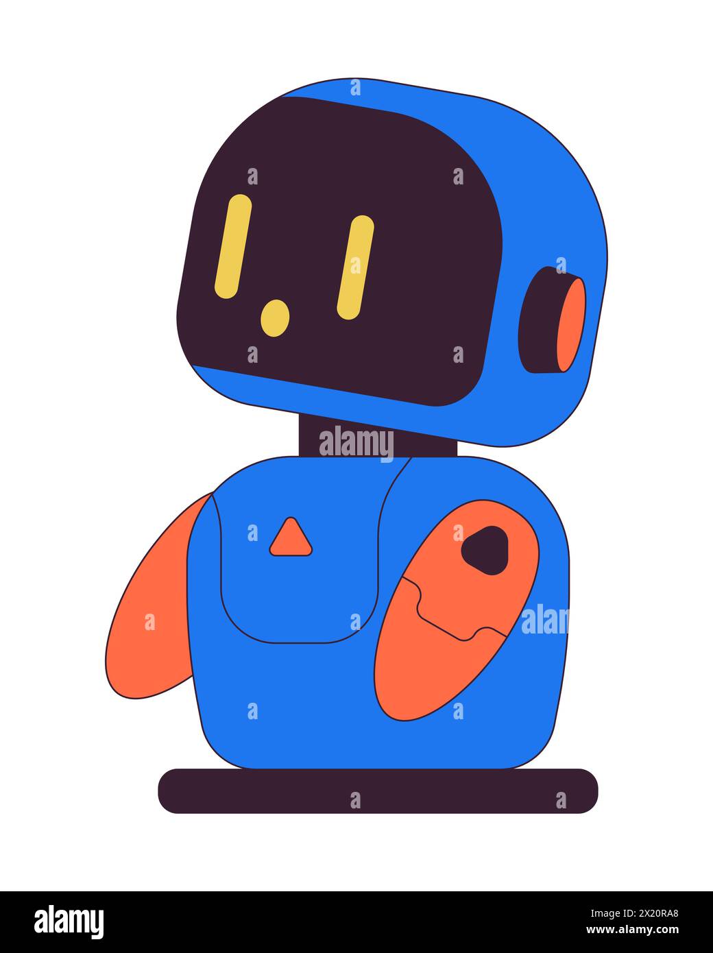 Little companion robot wow amazed 2D linear cartoon character Stock ...