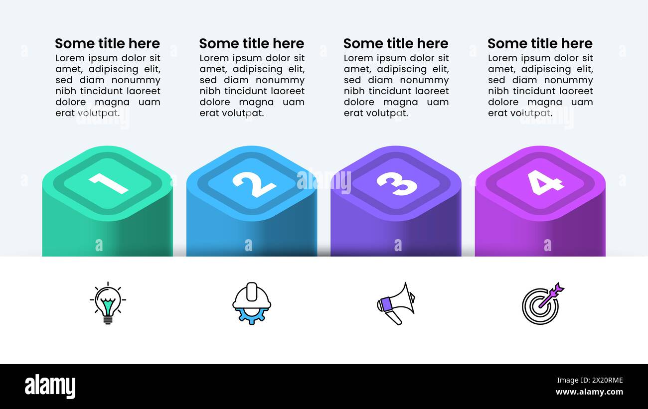 Infographic template with icons and 4 options or steps. Columns. Can be used for workflow layout ...