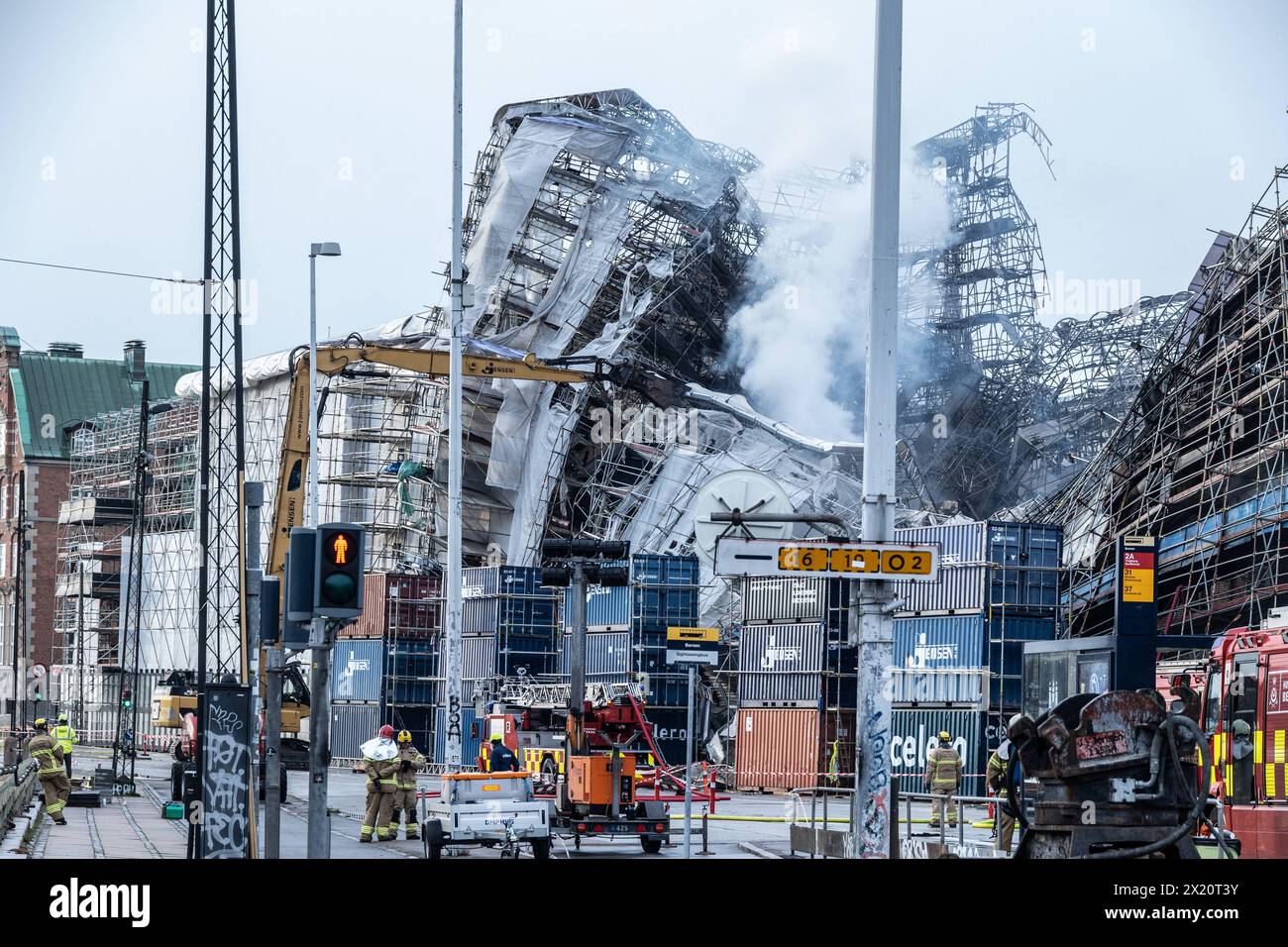 A photo shows the ruins after the outer wall has collapsed in a fire in ...