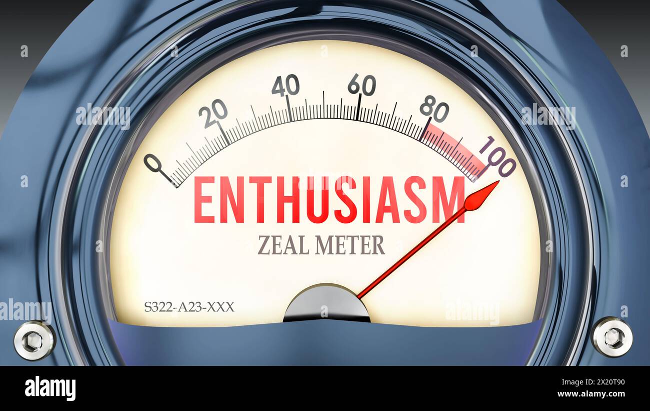 Enthusiasm and Zeal Meter that is hitting a full scale, showing a very ...