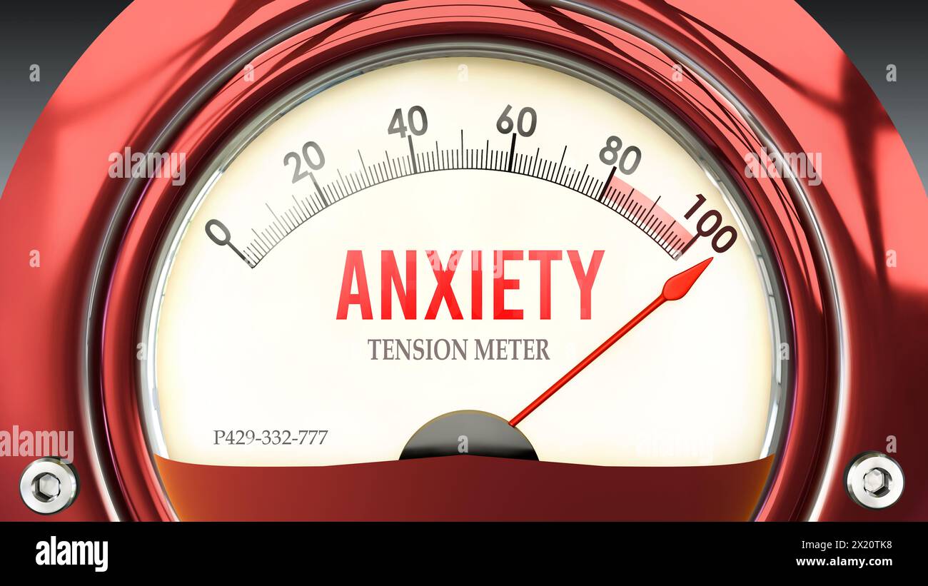 Anxiety and Tension Meter that is hitting a full scale, showing a very ...