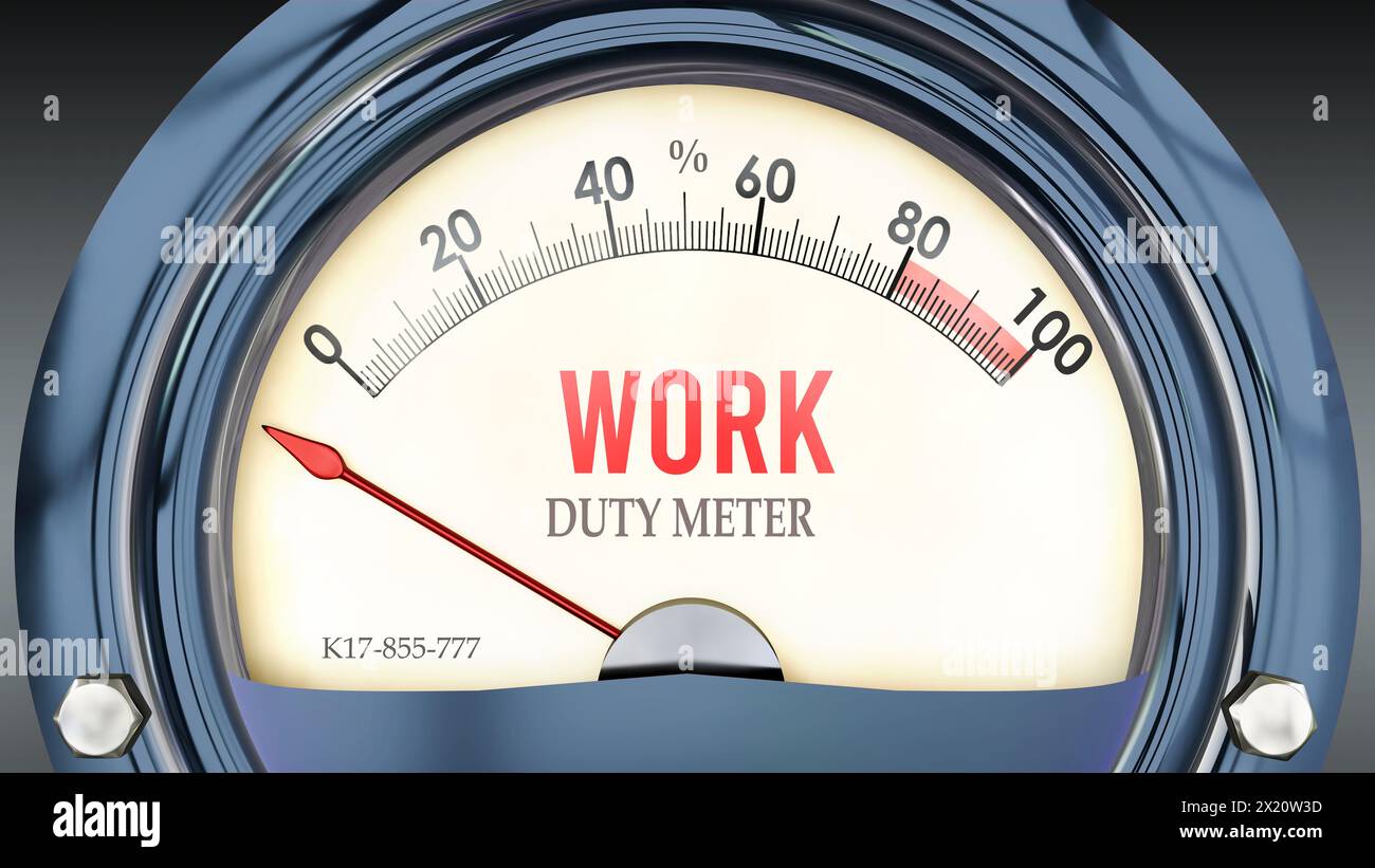 Work and duty meter that hits less than zero hi-res stock photography ...