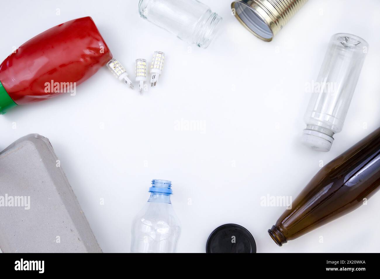 Various empty containers and objects ready for recycling Stock Photo ...