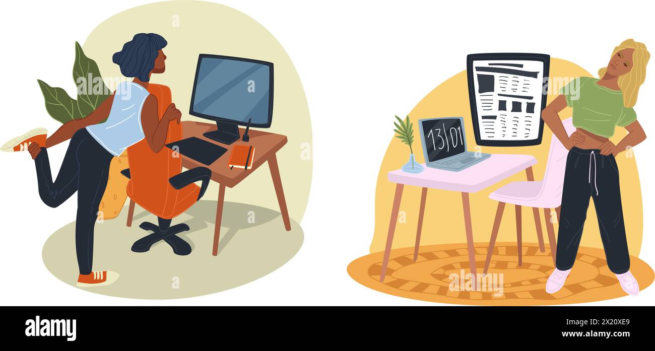 Flexible Workplace Healthy Lifestyle Stock Vector Image & Art - Alamy