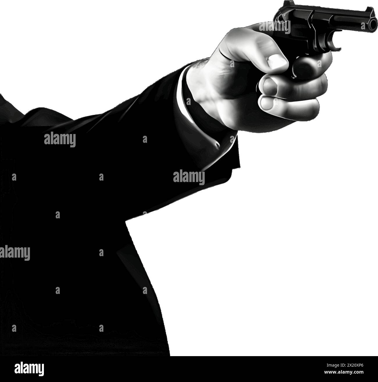 Gun in hand pointed, against a white background Stock Vector Image ...