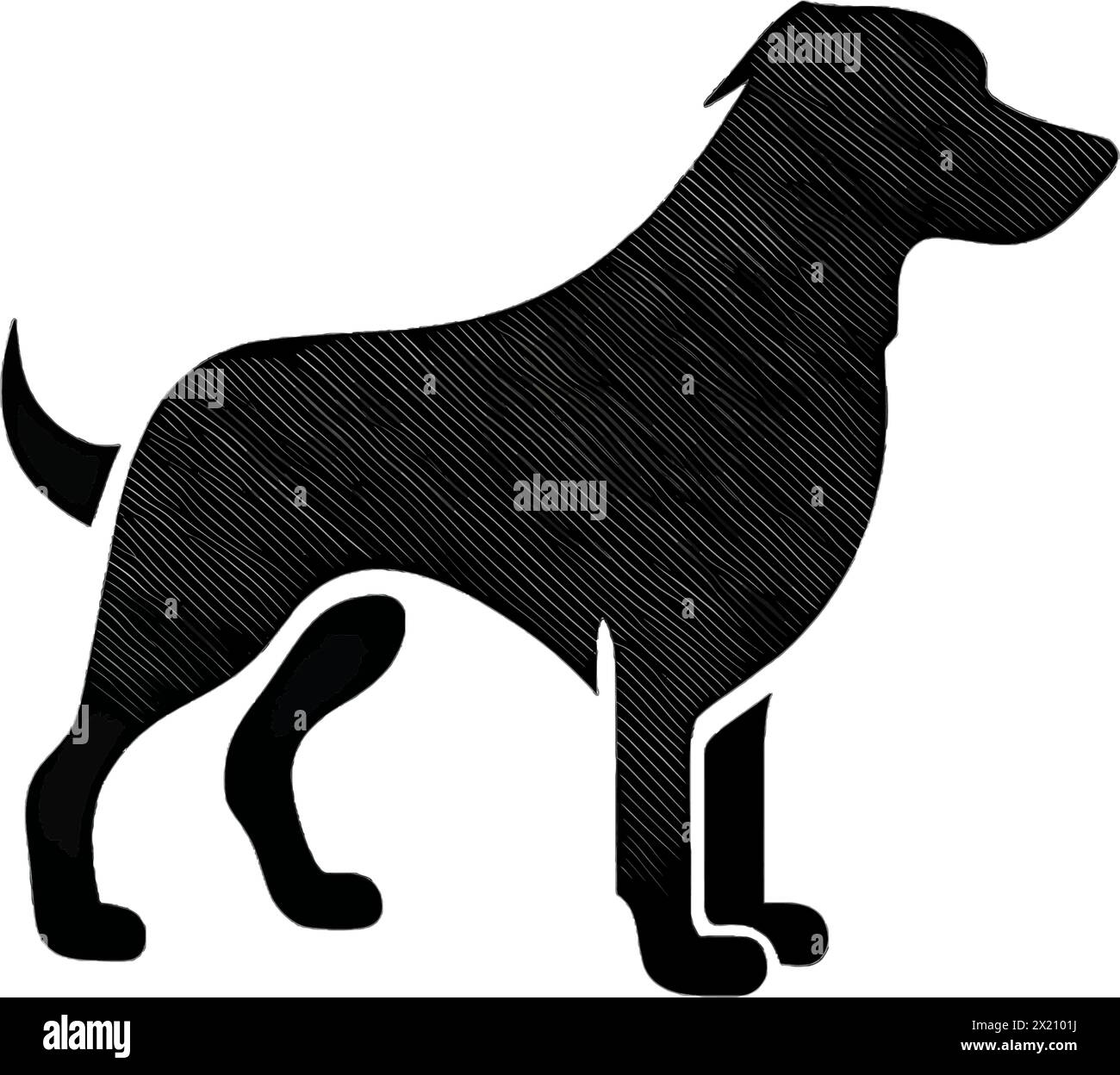 Vector illustration of a dog in black silhouette against a clean white ...