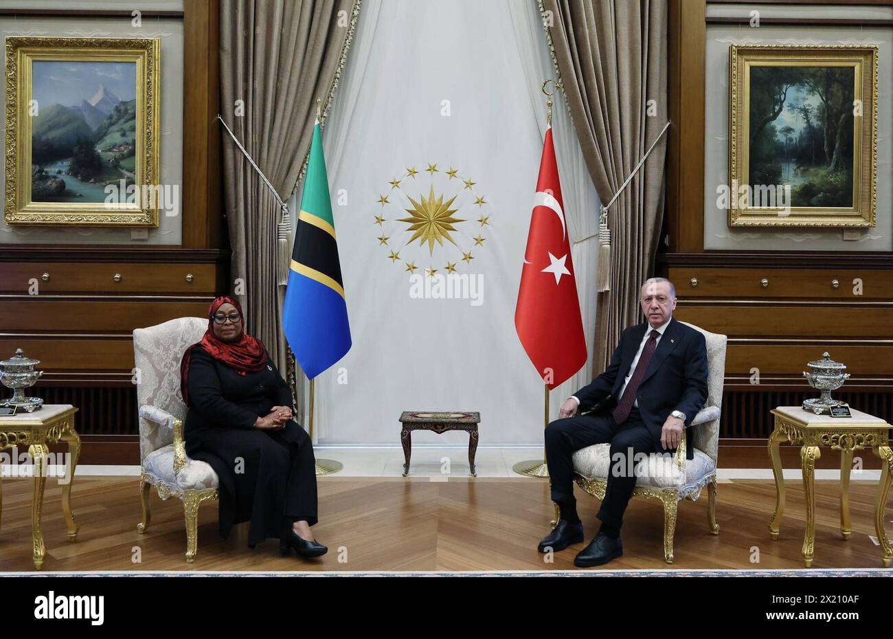 Turkish President Recep Tayyip Erdogan receives Tanzanian President ...