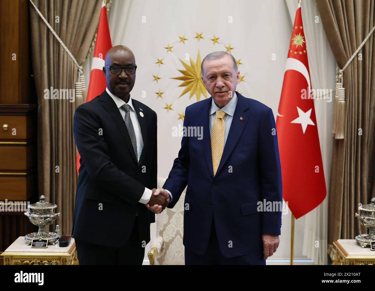 Turkish President Recep Tayyip Erdogan, receives the new Rwandan ...