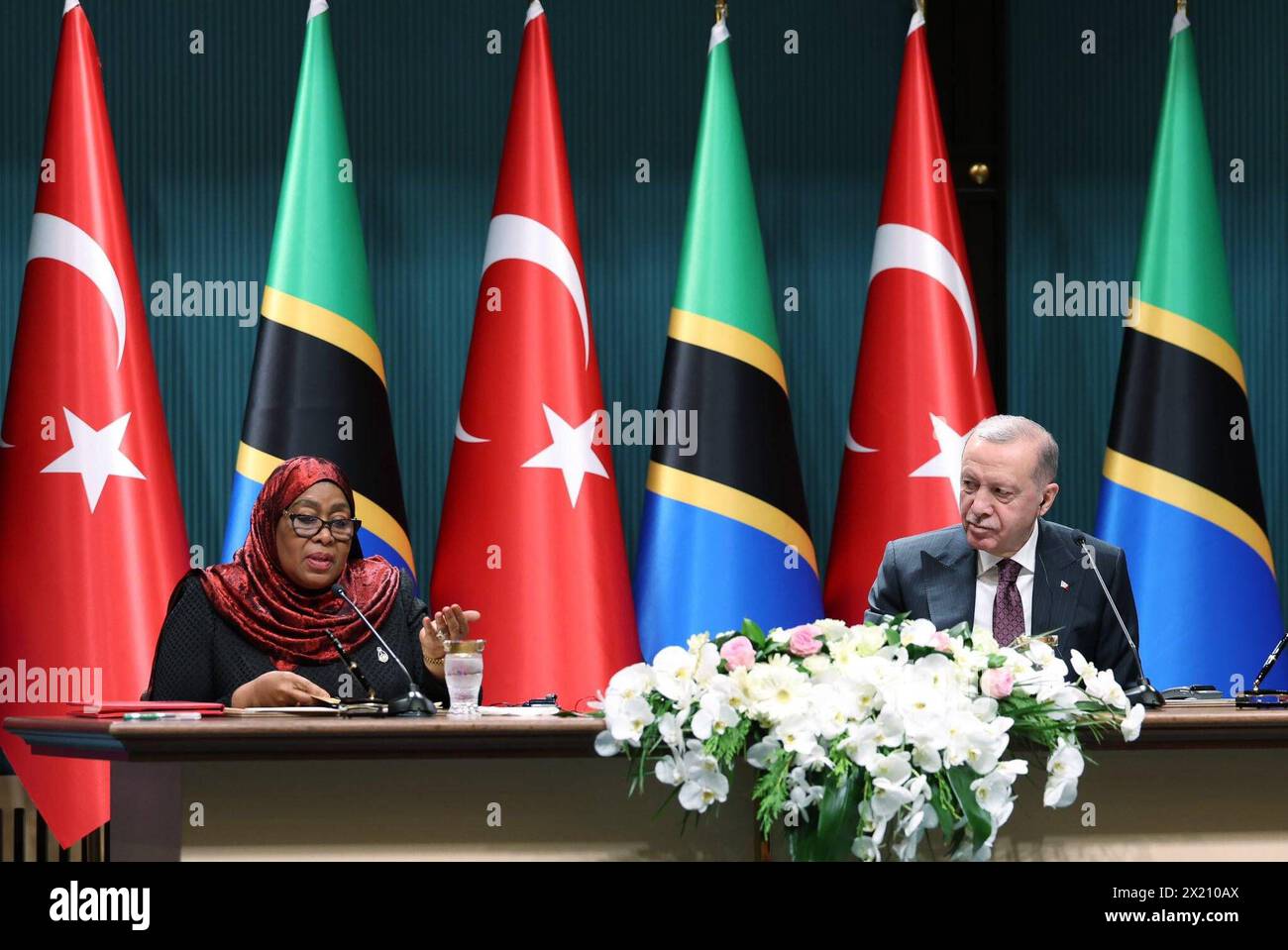Turkish President Recep Tayyip Erdogan receives Tanzanian President ...