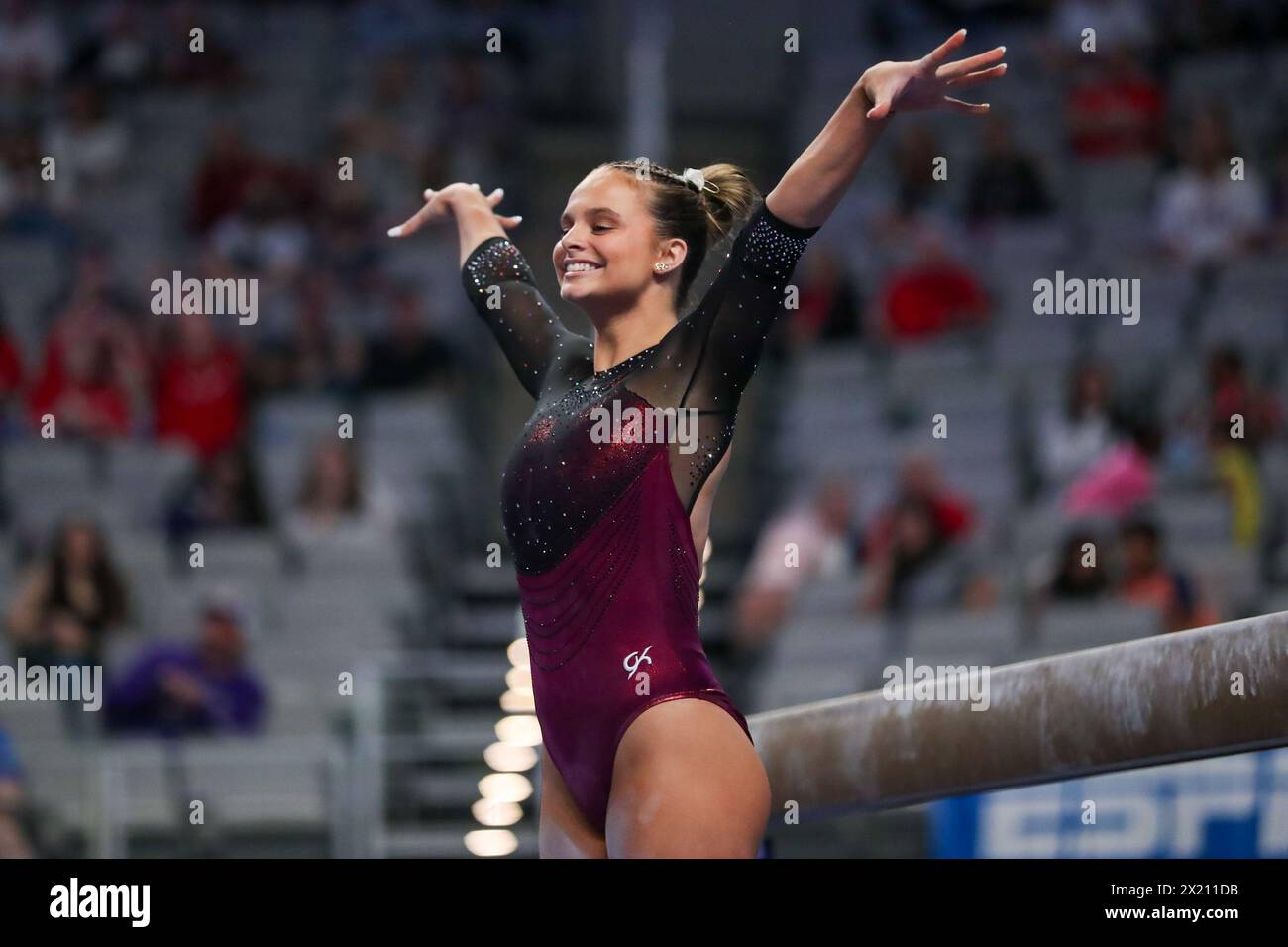 Fort Worth, Texas, USA. 18th Apr, 2024. University of Alabama gymnast ...