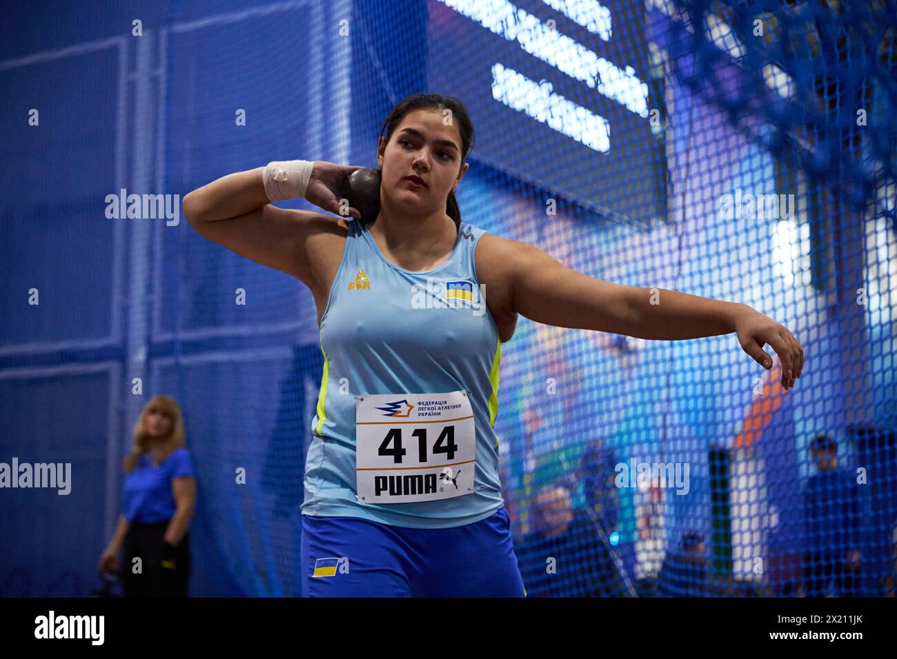 Professional Shot Put 4 kg Women competition. Indoor Championship of ...