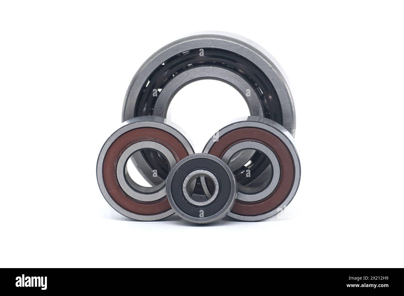 Deep groove ball bearings with rubber seals, each of different sizes ...