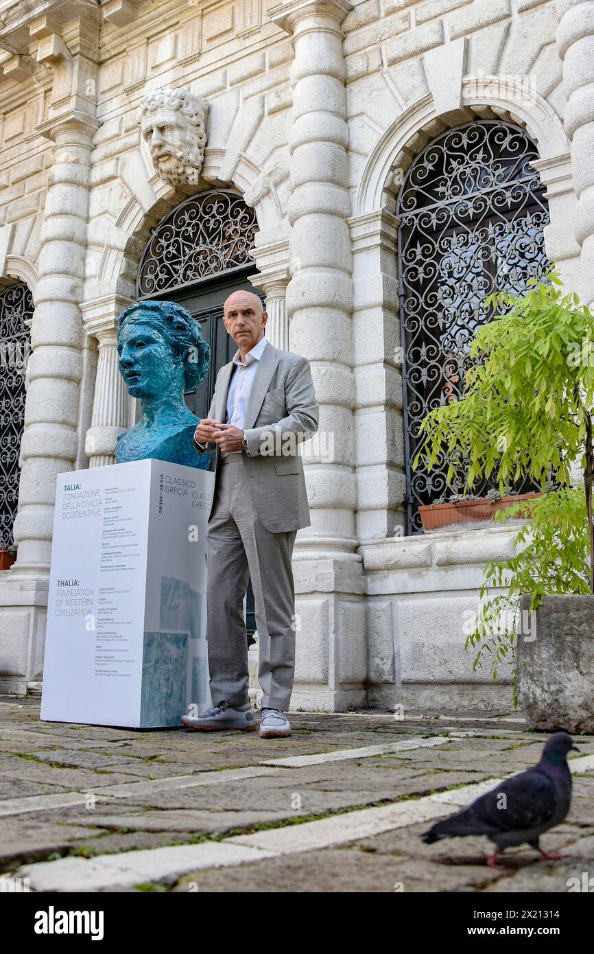 Venezia, Italia. 18th Apr, 2024. The sculptor George Petrides with his ...