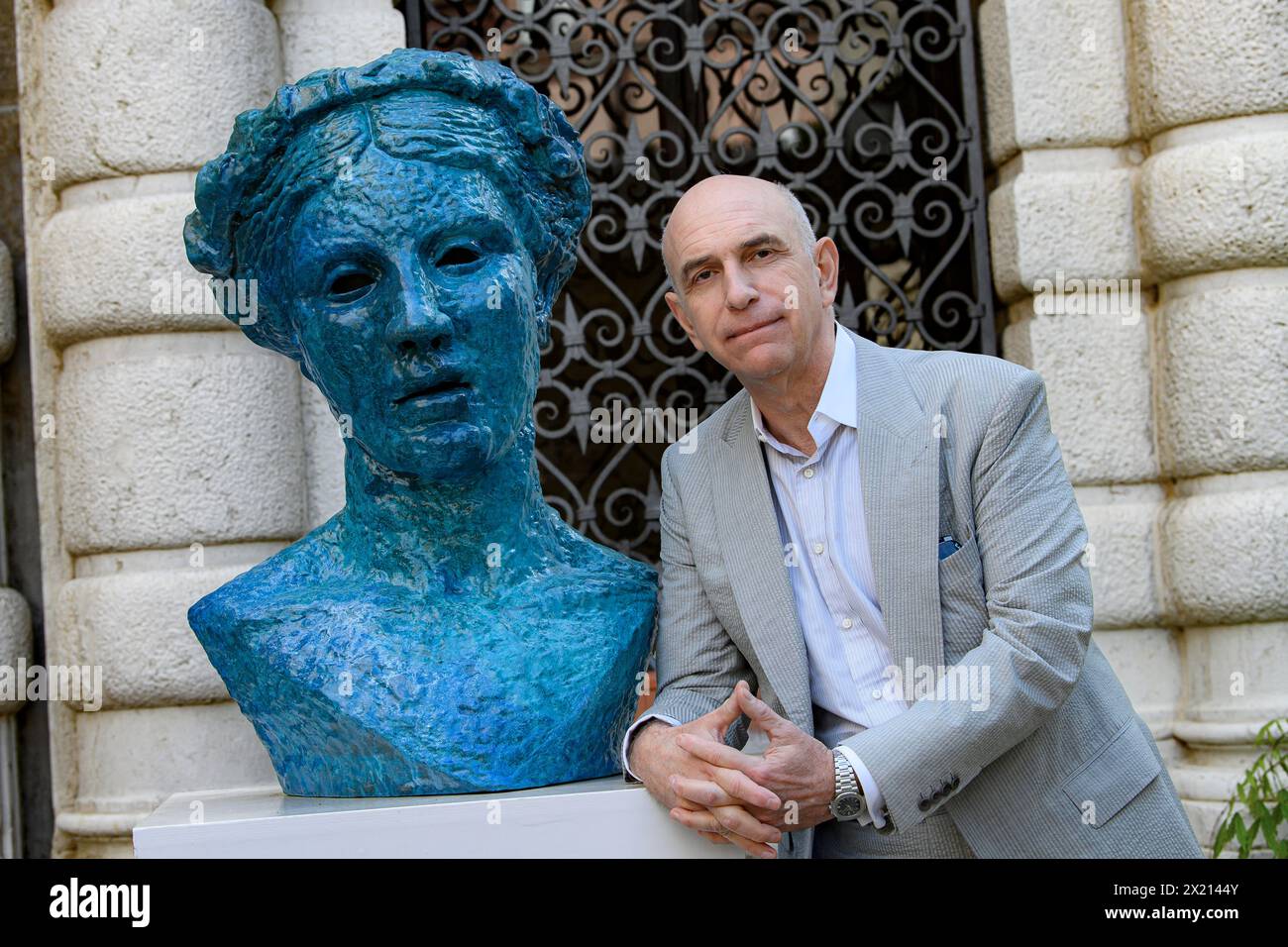 Venezia, Italia. 18th Apr, 2024. The sculptor George Petrides with his ...