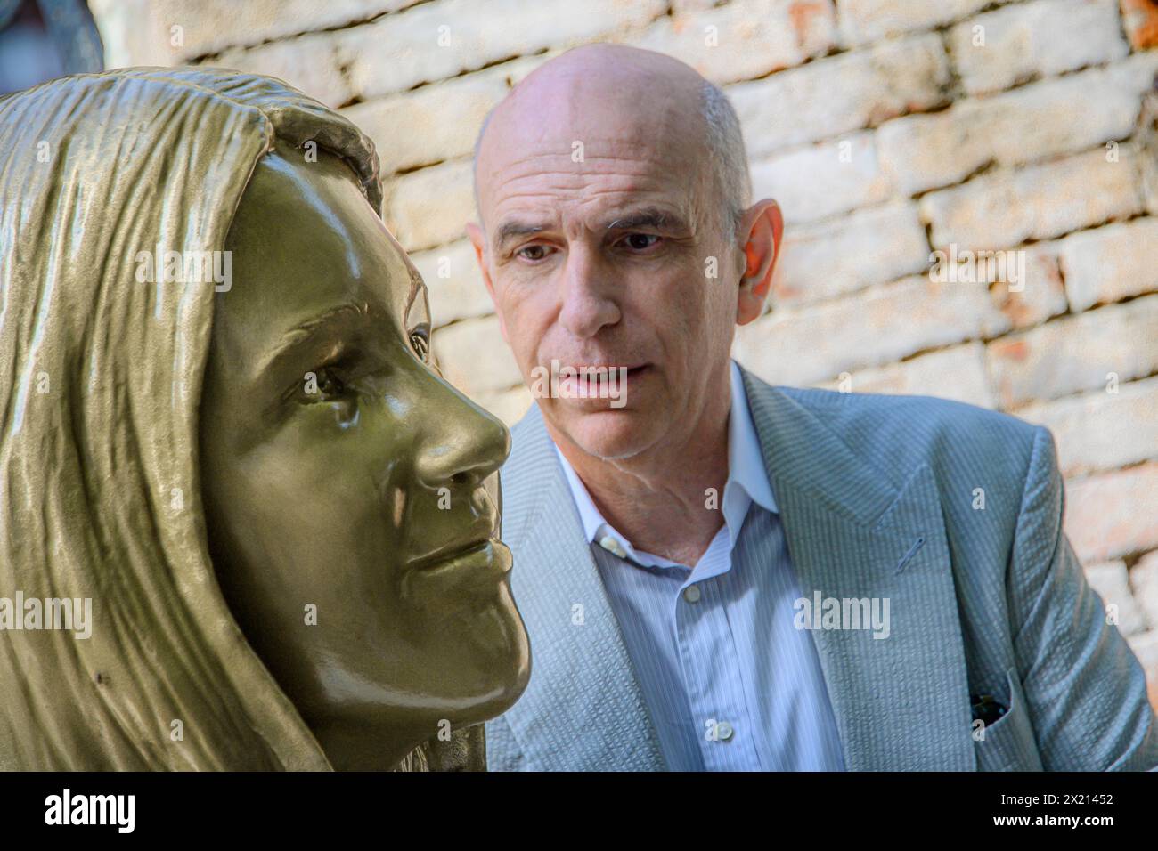Venezia, Italia. 18th Apr, 2024. The sculptor George Petrides with his ...