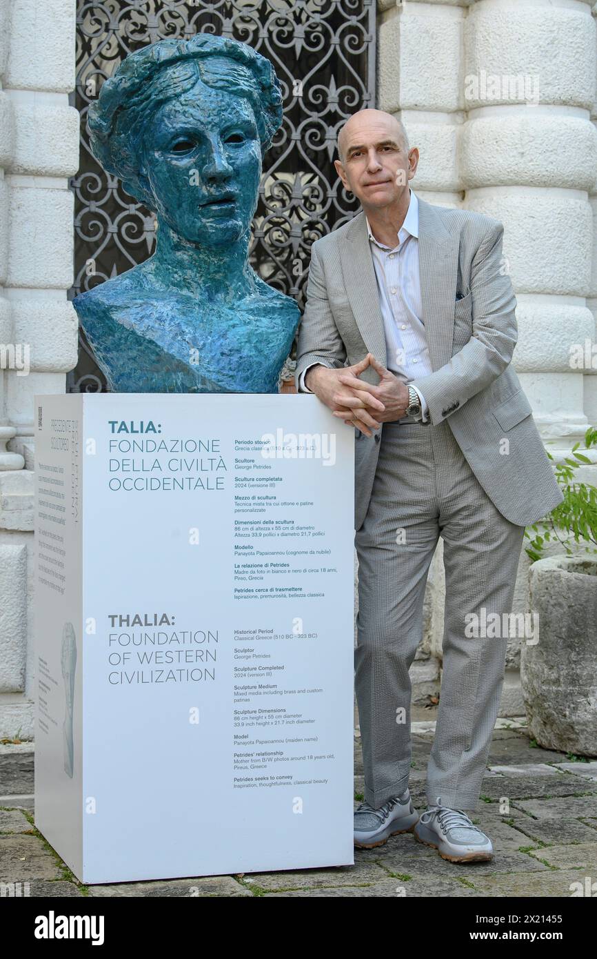 Venezia, Italia. 18th Apr, 2024. The sculptor George Petrides with his ...