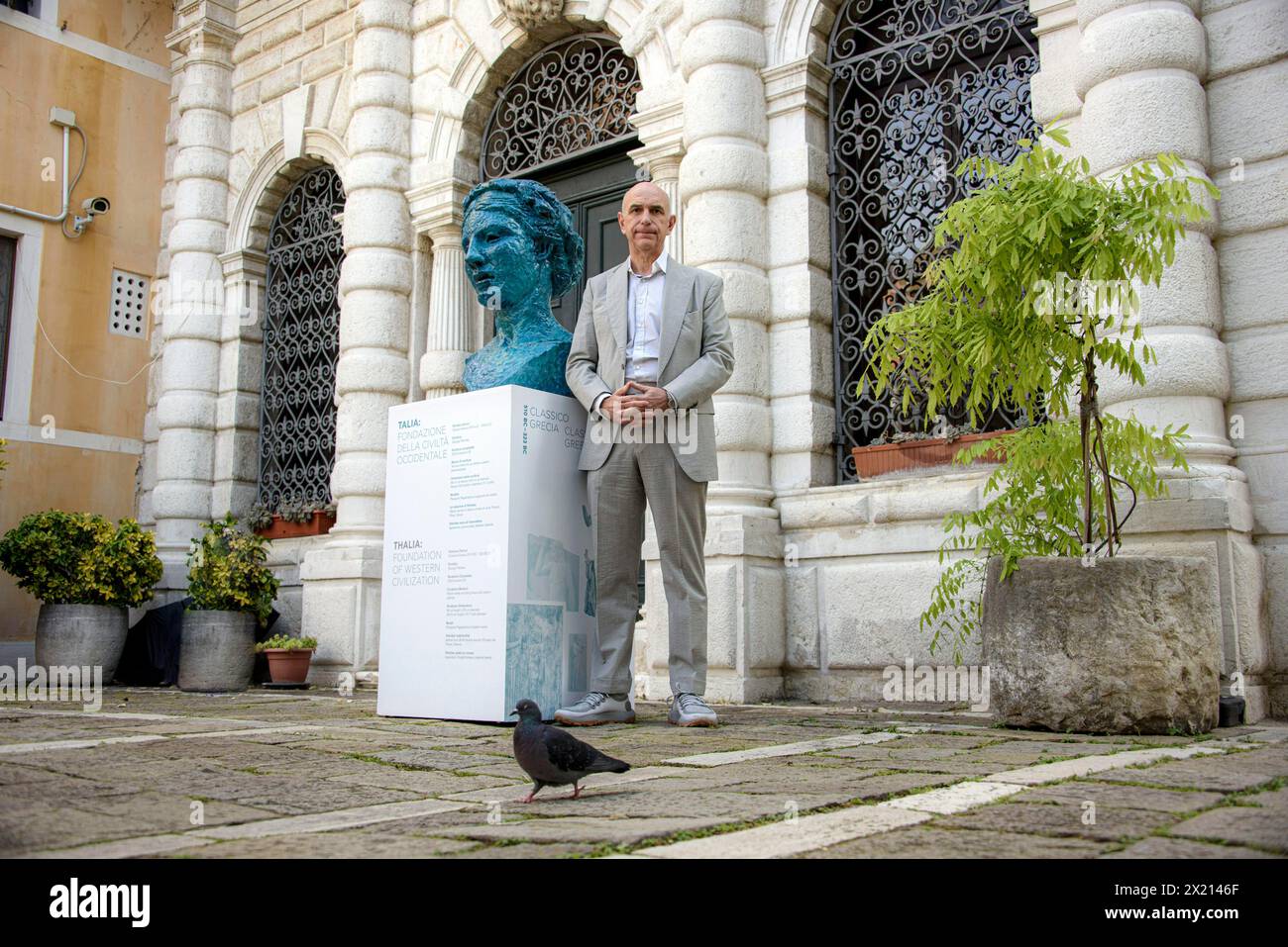 Venezia, Italia. 18th Apr, 2024. The sculptor George Petrides with his ...