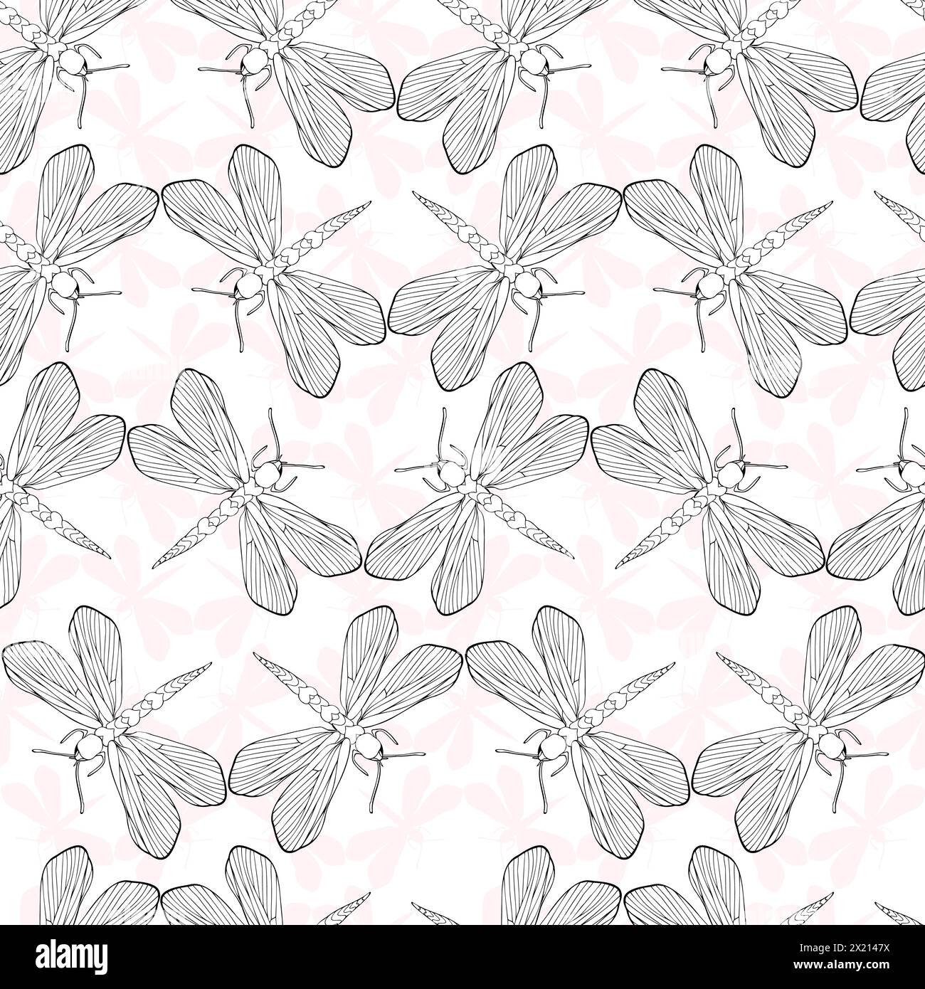 Dragonfly silhouette vector seamless pattern background for textile ...