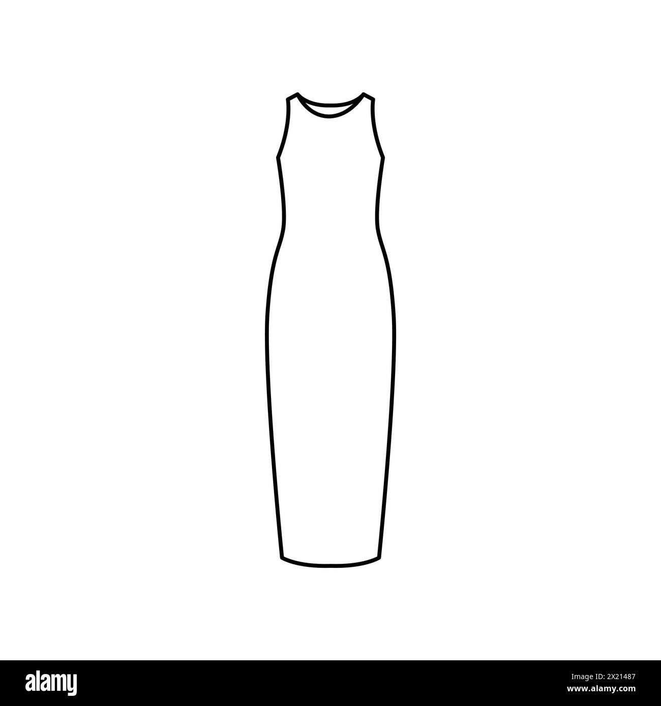 Maxi dress line color icon. Sign for web page, mobile app, button, logo ...