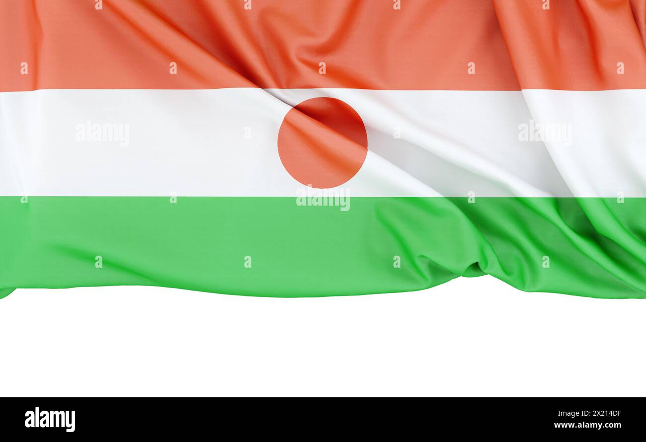 Flag of Niger isolated on white background with copy space below. 3D ...